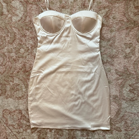 Dresses | Tobi White Silky Slip Dress With Built In Bra | Poshmark